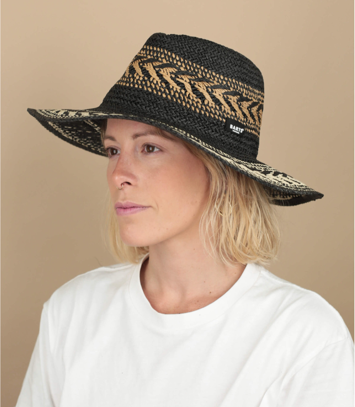 Black straw hat store